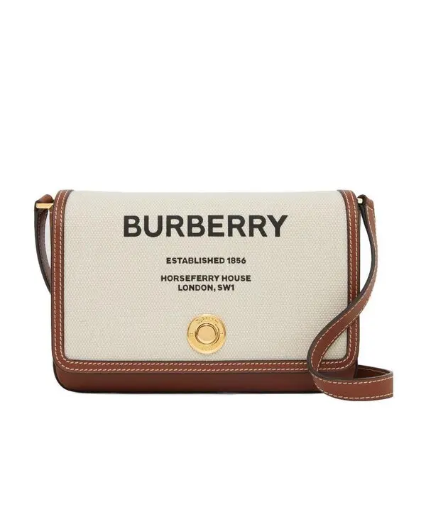 Burberry Horseferry Print Cotton Canvas And Leather Shoulder Bag