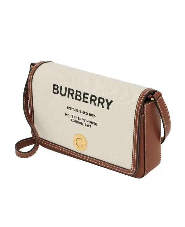 Burberry Horseferry Print Cotton Canvas And Leather Shoulder Bag