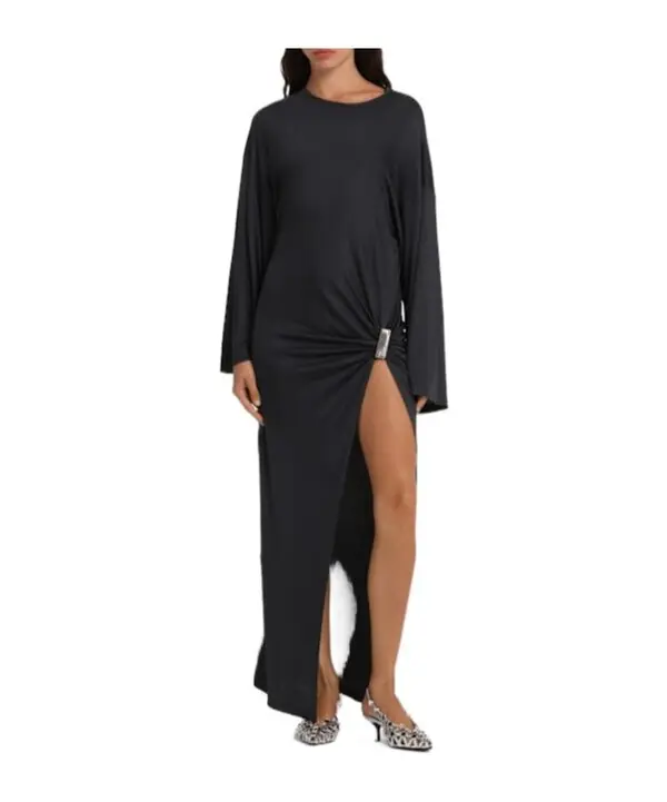 Attico Shiny Viscose Draped Maxi Dress