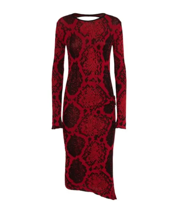 Attico Python Printed Viscose Blend Midi Dress