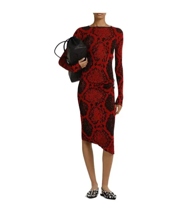 Attico Python Printed Viscose Blend Midi Dress