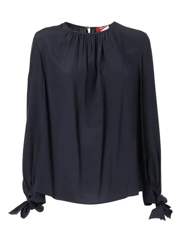 Max Mara Long-sleeved Crewneck Blouse - Black