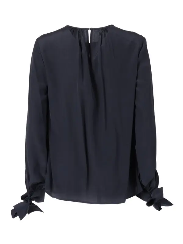 Max Mara Long Sleeve Crewneck Blouse With Tie Detail