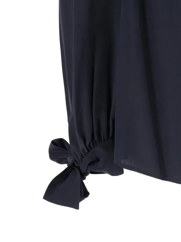 Max Mara Long Sleeve Crewneck Blouse With Tie Detail