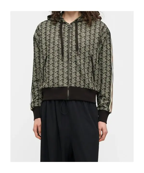 Lacoste Monogram Print Zip-up Hoodie