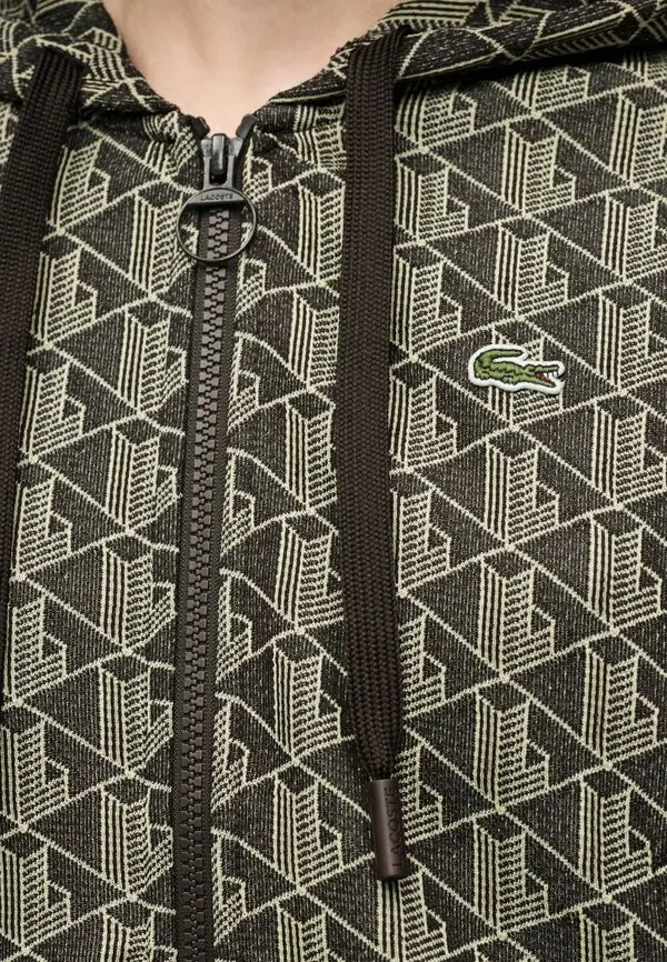Lacoste Monogram Print Zip-up Hoodie