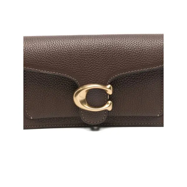 COACH Logo Plaque Chain Crossbody Bag - Brown
