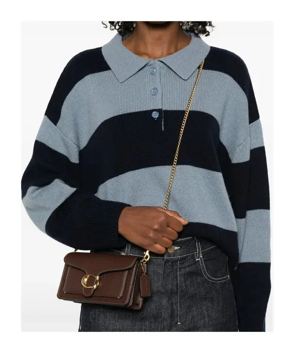 COACH Logo Plaque Chain Crossbody Bag - Brown