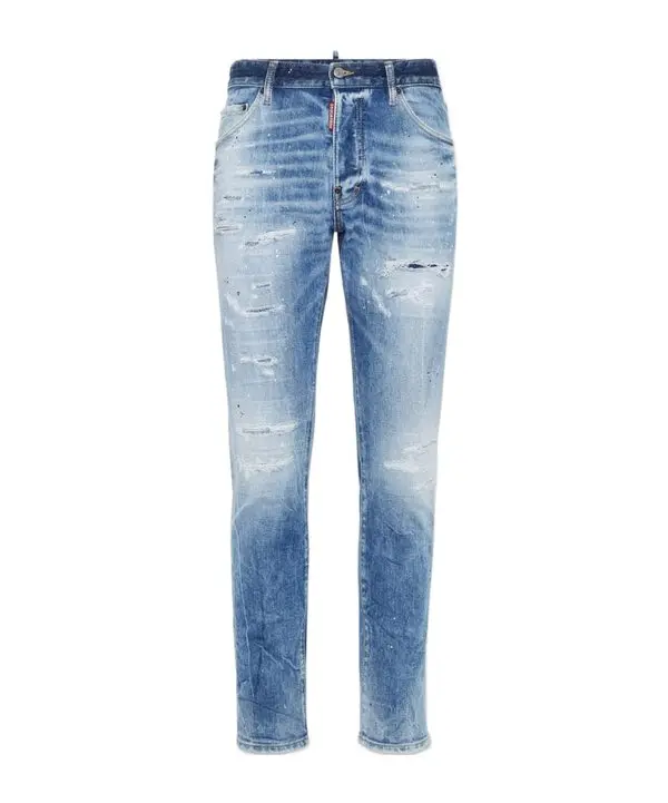 Dsquared2 Distressed Cool Guy Jeans With Whisker Effect And Splash Details - Navy