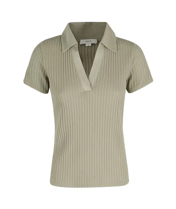 Vince Ribbed Collared T-shirt