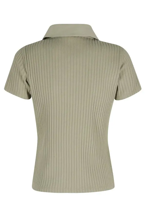 Vince Ribbed Collared T-shirt
