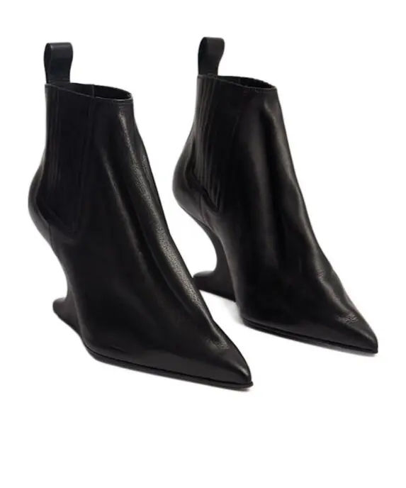 Rick Owens 80mm Ankle Taco Leather Boots