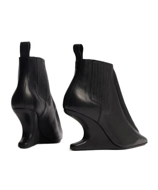 Rick Owens 80mm Ankle Taco Leather Boots