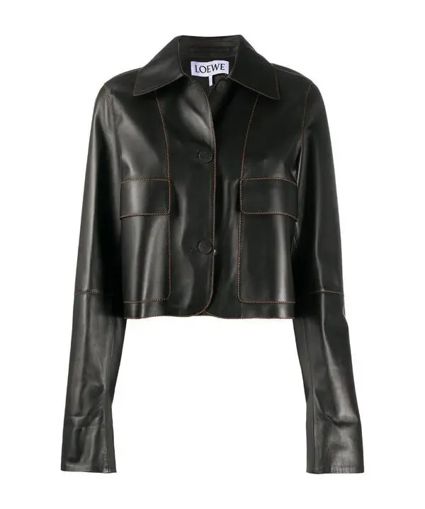 Loewe Nappa Leather Button Jacket - Black