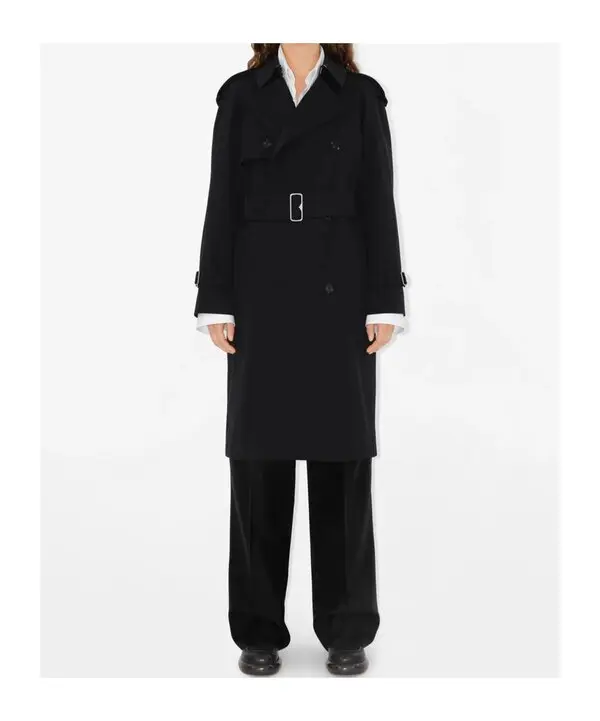 Burberry Double Breasted Belted Trench Coat - Black