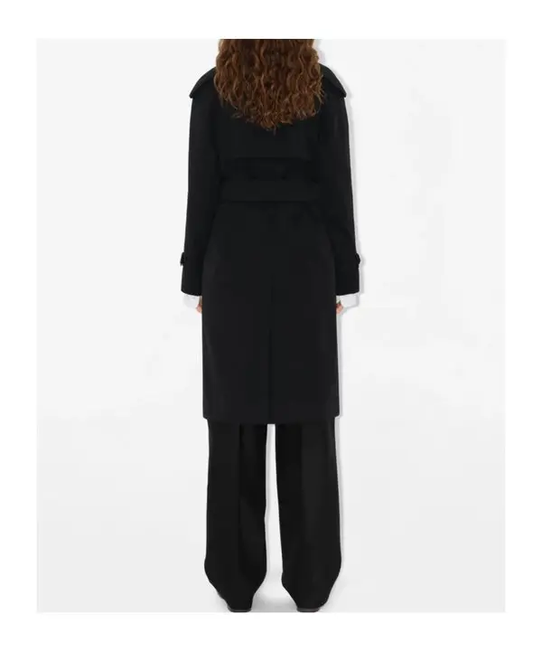 Burberry Double Breasted Belted Trench Coat - Black