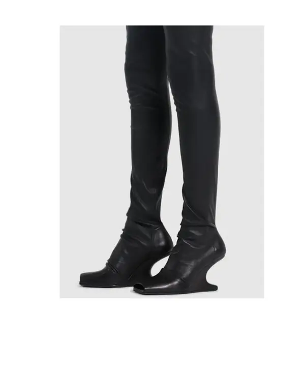 Rick Owens 80mm Cantilever Leather Sock Boots