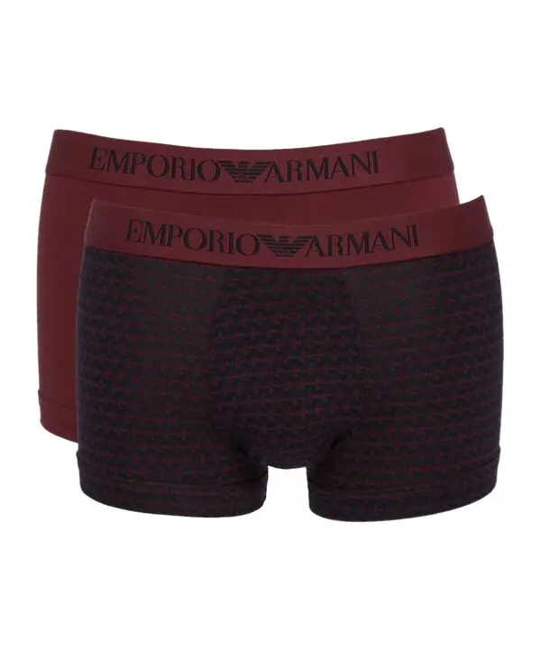 Emporio Armani Elastic Waist Underwear Two-piece Set - Floral Print/burgundy Red