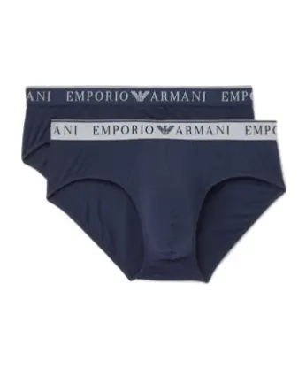 Emporio Armani Elastic Waist Briefs Pants Two-piece Set - Blue