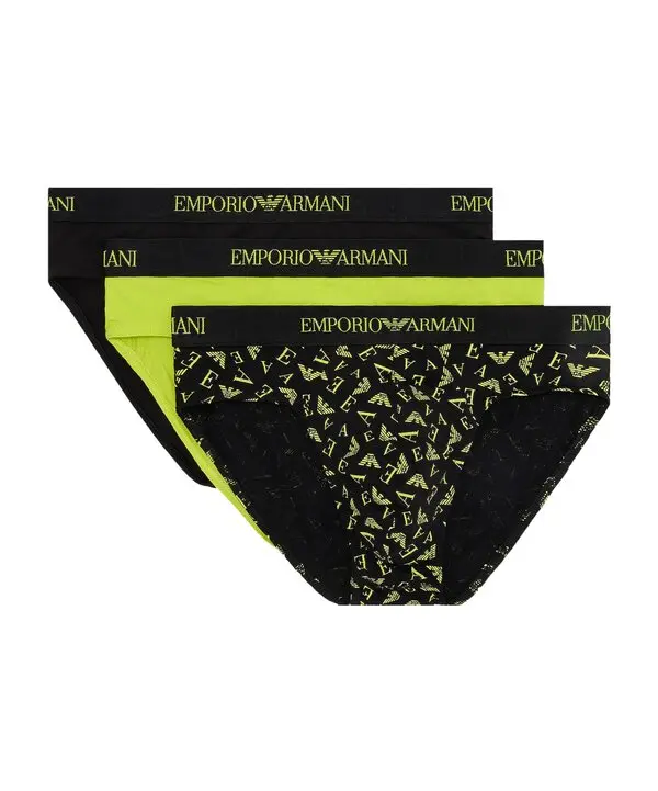 Emporio Armani Elastic Waist Briefs Pants 3-piece Set - Black