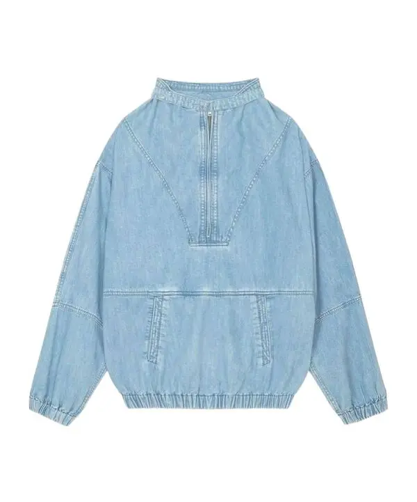 Isabel Marant Étoile Long Sleeve Half-zip Denim Top