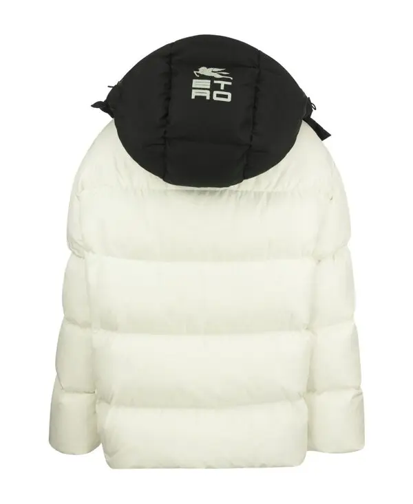 Etro Colour Block Down Jacket With Logo