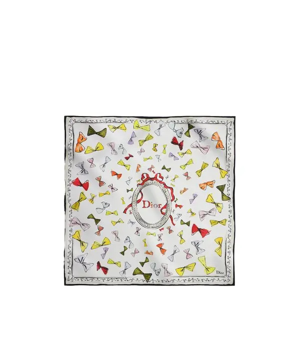 Dior Dioriviera Bows 90 Square Scarf - White