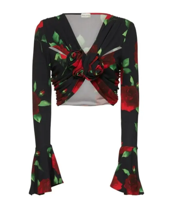Magda Butrym Printed Jersey Long Sleeve Top
