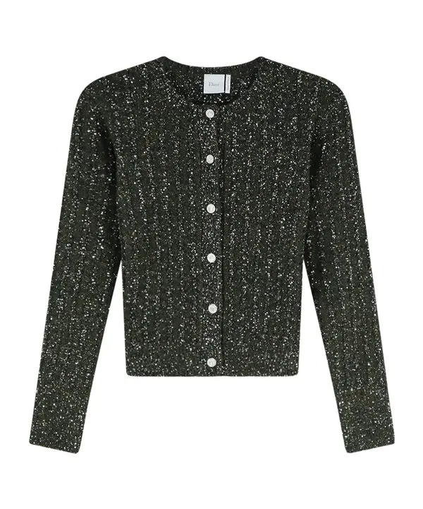 Dior Christian Sequined Embroidered Cardigan - Green