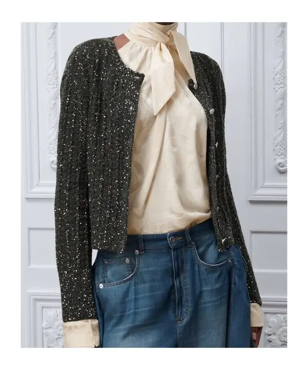 Dior Christian Sequined Embroidered Cardigan
