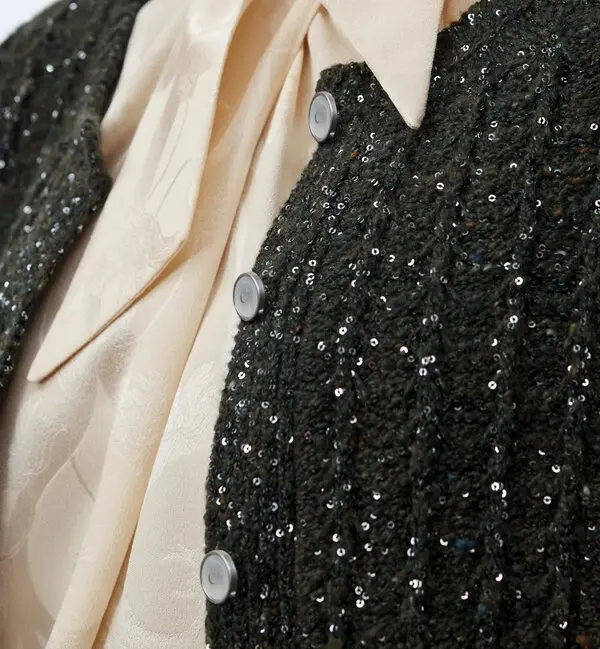 Dior Christian Sequined Embroidered Cardigan