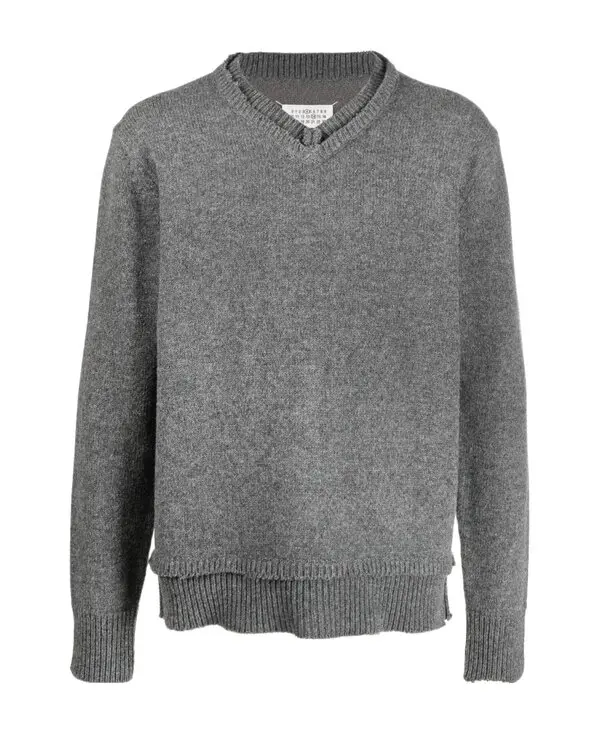 MAISON MARGIELA Four-stitch V-neck Jumper - Gray