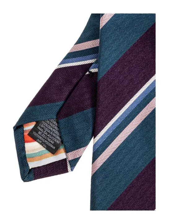 Paul Smith Diagonal Stripe Neck Tie - Blue