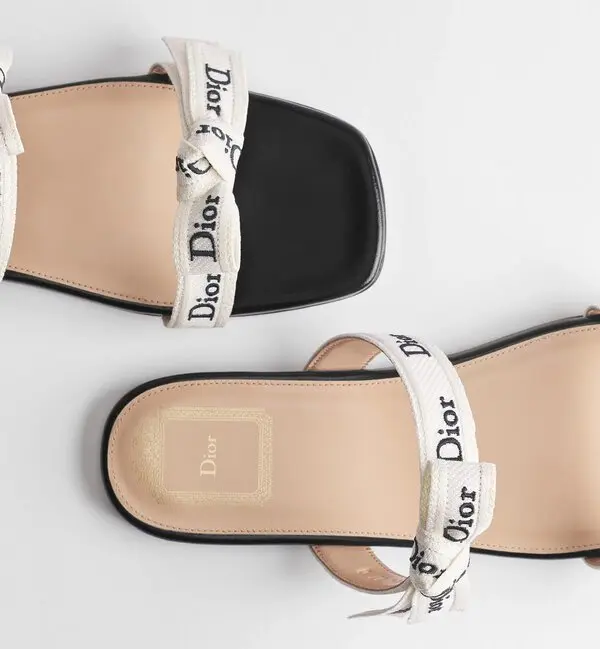 Dior J'adior Embroidered Cotton Sandals