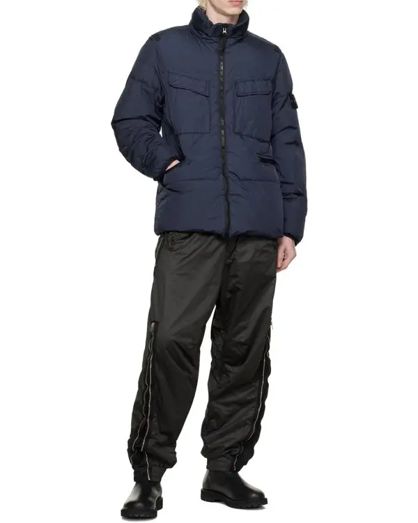 Stone Island Down Puffer Jacket With Compass Patch - Blue