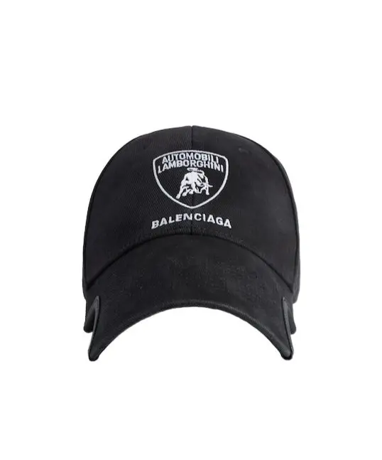 Balenciaga Logo Embroidered Baseball Cap - Black