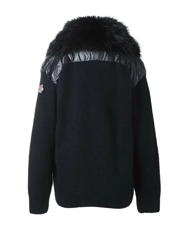 Moncler Logo Down Jacket With Fur Collar