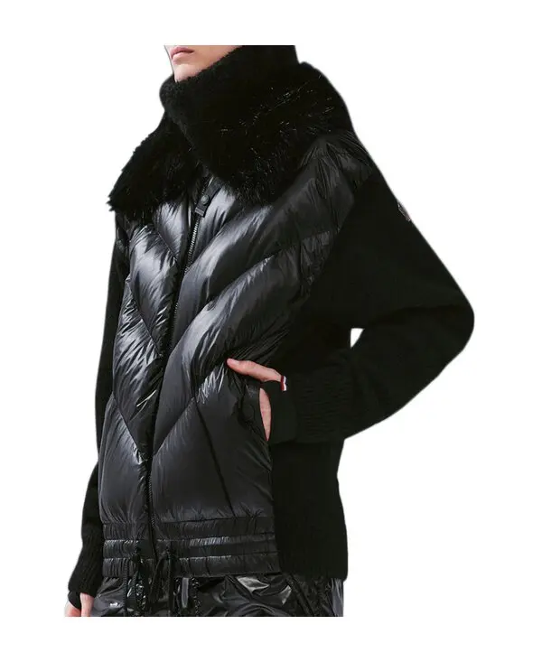 Moncler Logo Down Jacket With Fur Collar