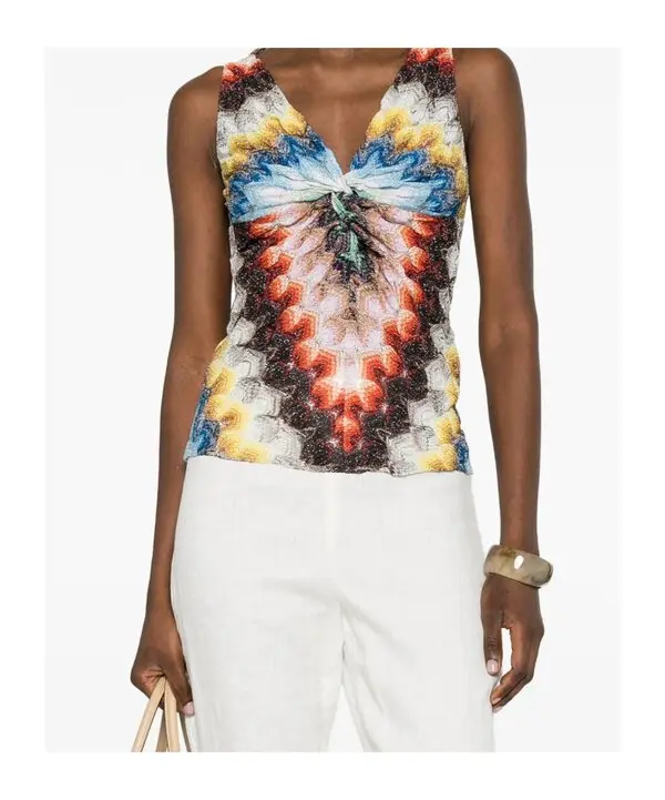 Missoni V-neck Sleeveless Textured Knit Vest