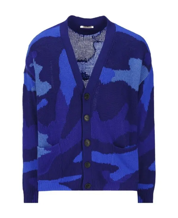 Valentino Garavani Virgin Wool Camouflage Cardigan - Blue