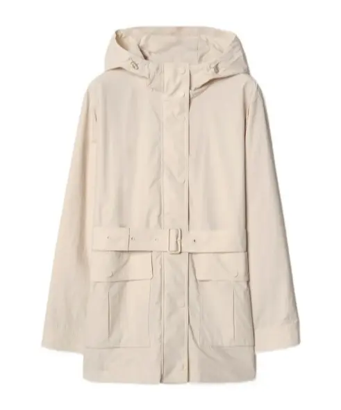 Burberry Nylon Hooded Jacket With B-buckle Belt