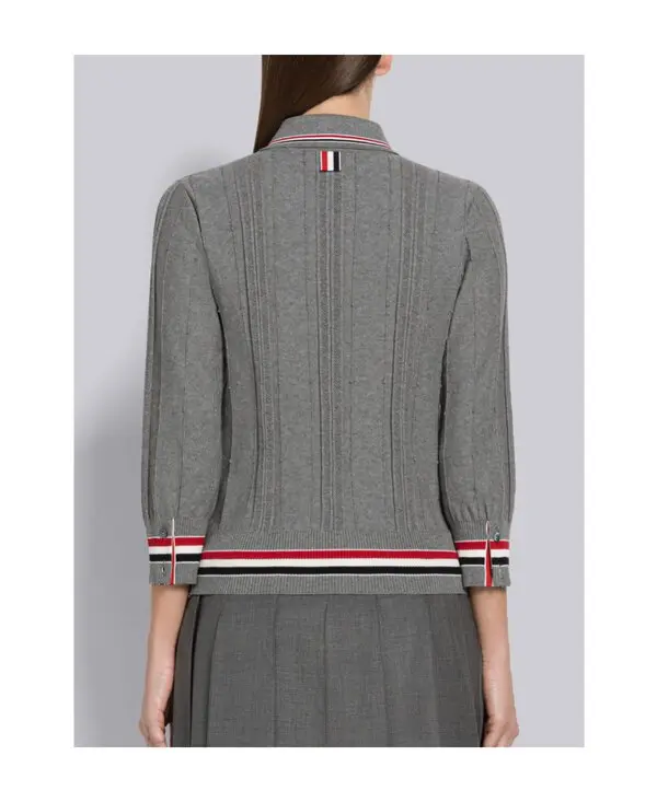 Thom Browne Rwb Trim Cable-knit Cardigan