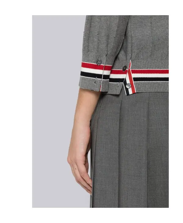 Thom Browne Rwb Trim Cable-knit Cardigan
