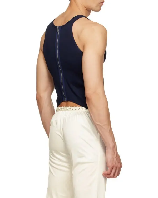 DION LEE Navy Corset Tank Top