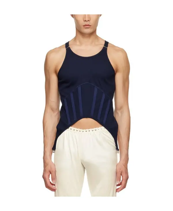 DION LEE Navy Corset Tank Top