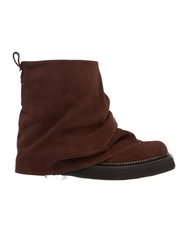 Attico 30mm Mini Robin Suede Combat Boots - Brown