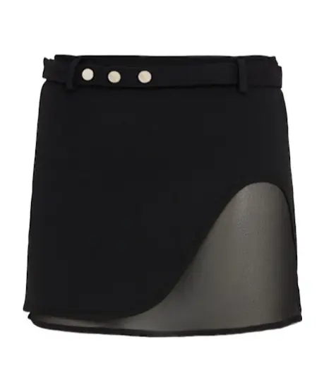 Attico Viscose Blend Belted Mini Skirt - Black