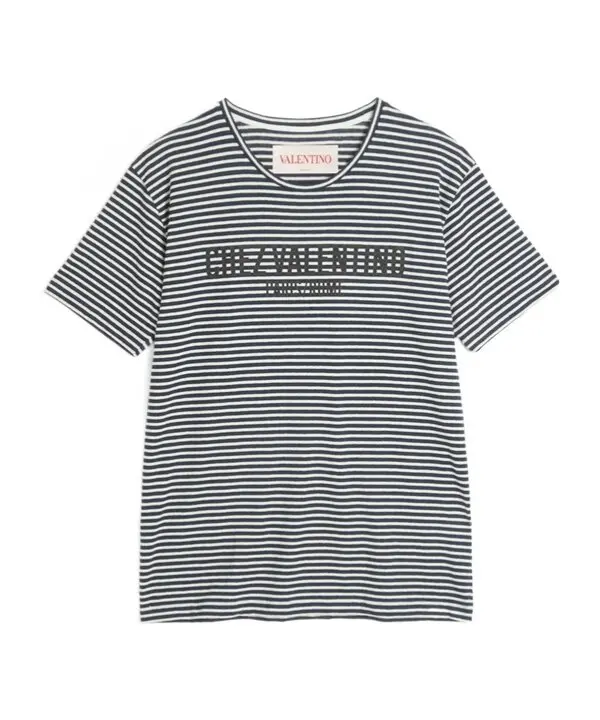 Valentino Garavani Chez Printed Striped T-shirt - Butter/ivory