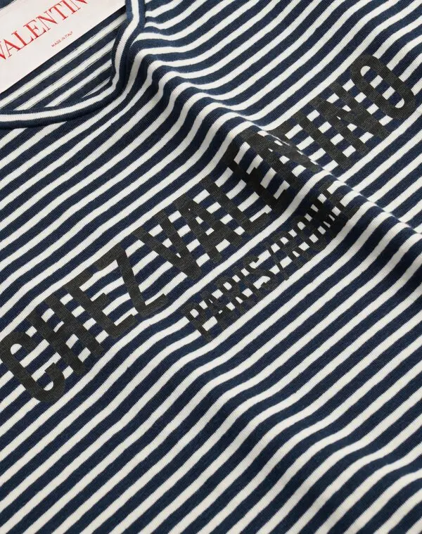 Valentino Garavani Chez Printed Striped T-shirt - Butter/ivory