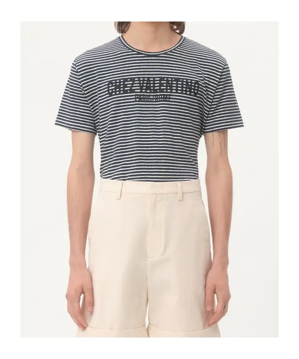 Valentino Garavani Chez Printed Striped T-shirt - Butter/ivory